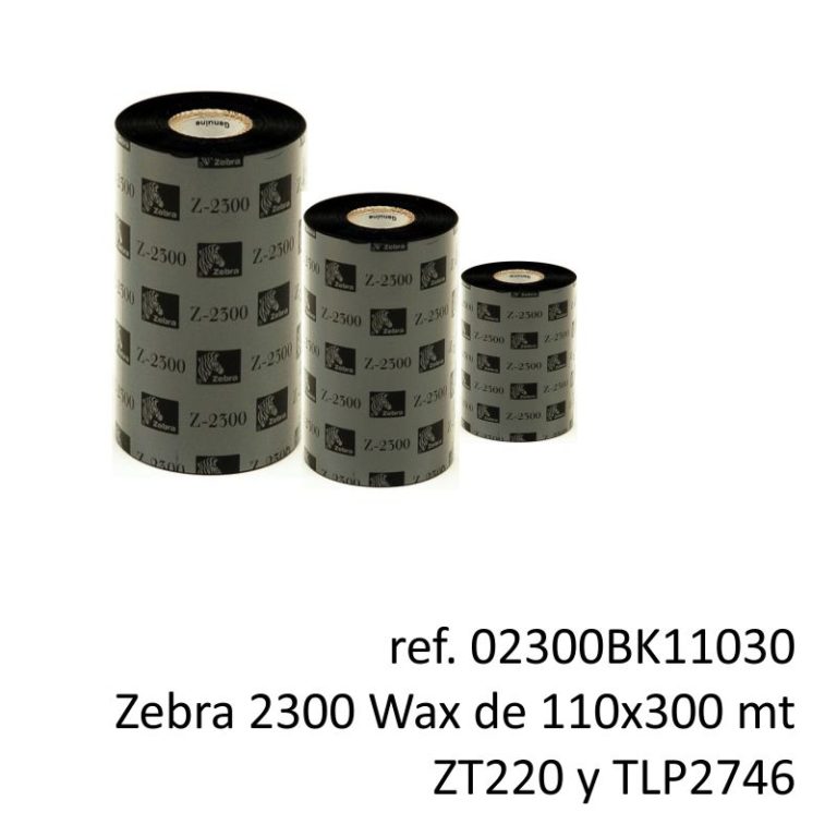 Ribbon ZEBRA Cera-2300 110mm x 300m 12 rollos - Supermercado de Etiquetas